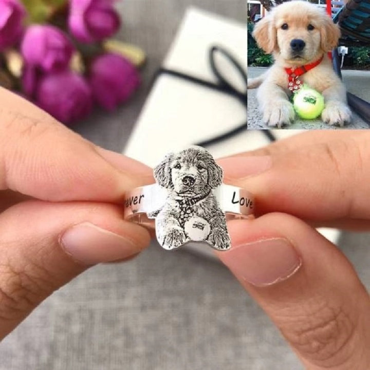 "In my Heart Forever" Custom Pet Face Ring – Style's Bug